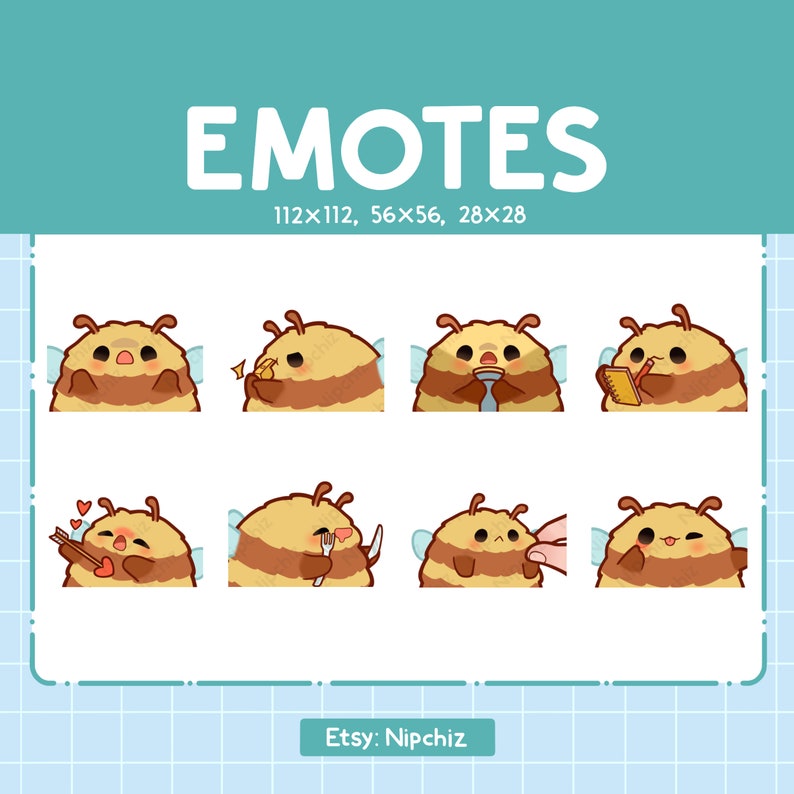 Bee Emotes / Cute Emoji Pack / 8 Bee Emotes for Streaming / Bundle ...