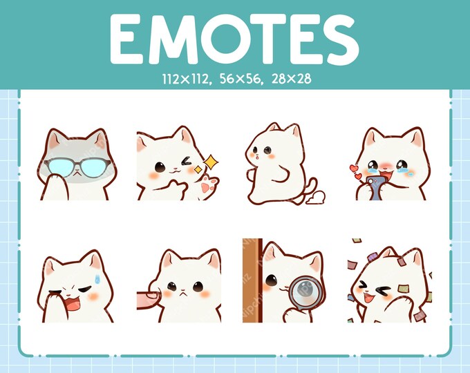 Animated Emote Cute Emerge White Cat From Cardboard / Animal Emote ...