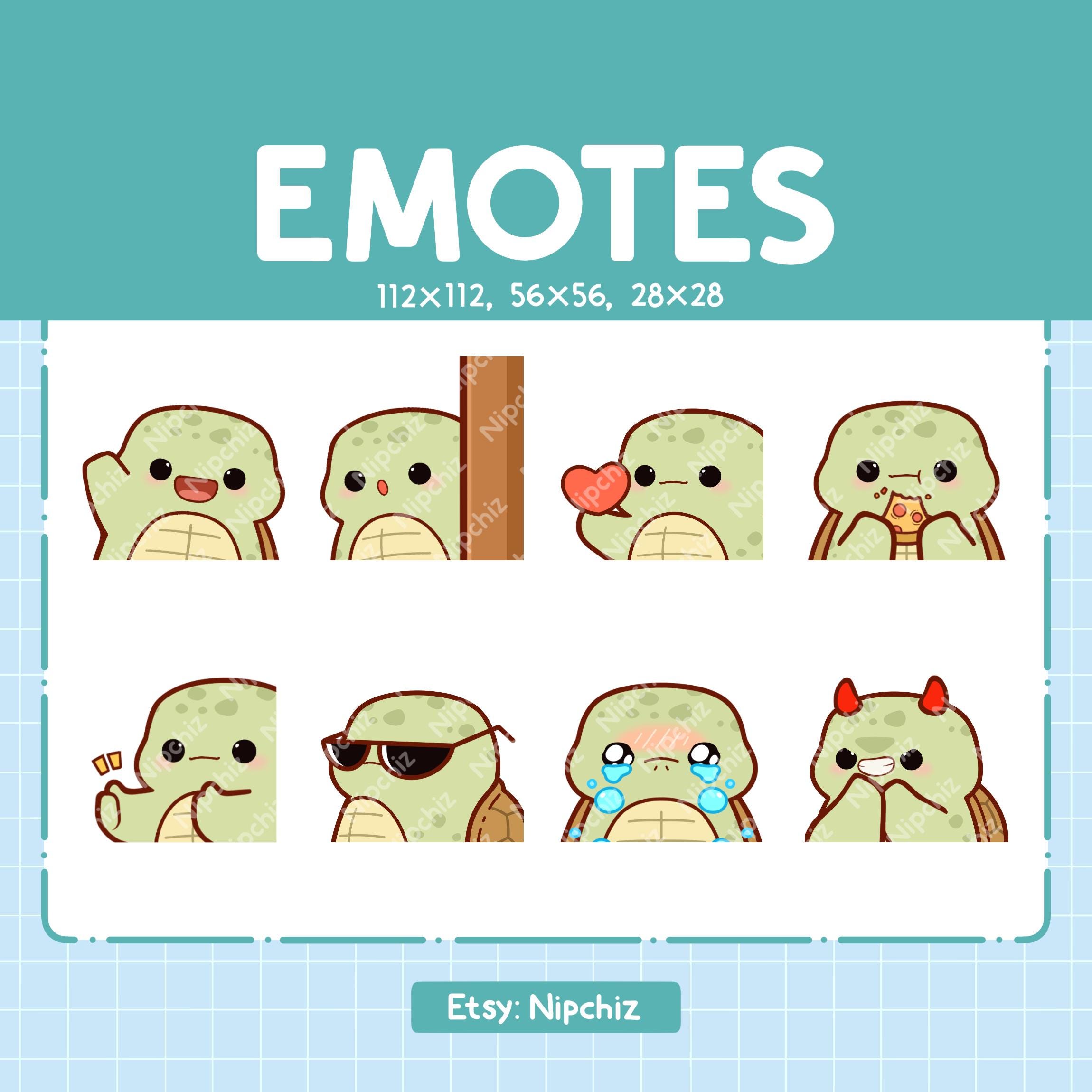 Turtle Emotes for Streaming | Kawaii Animal Emoji | (8) Cute Turtle ...
