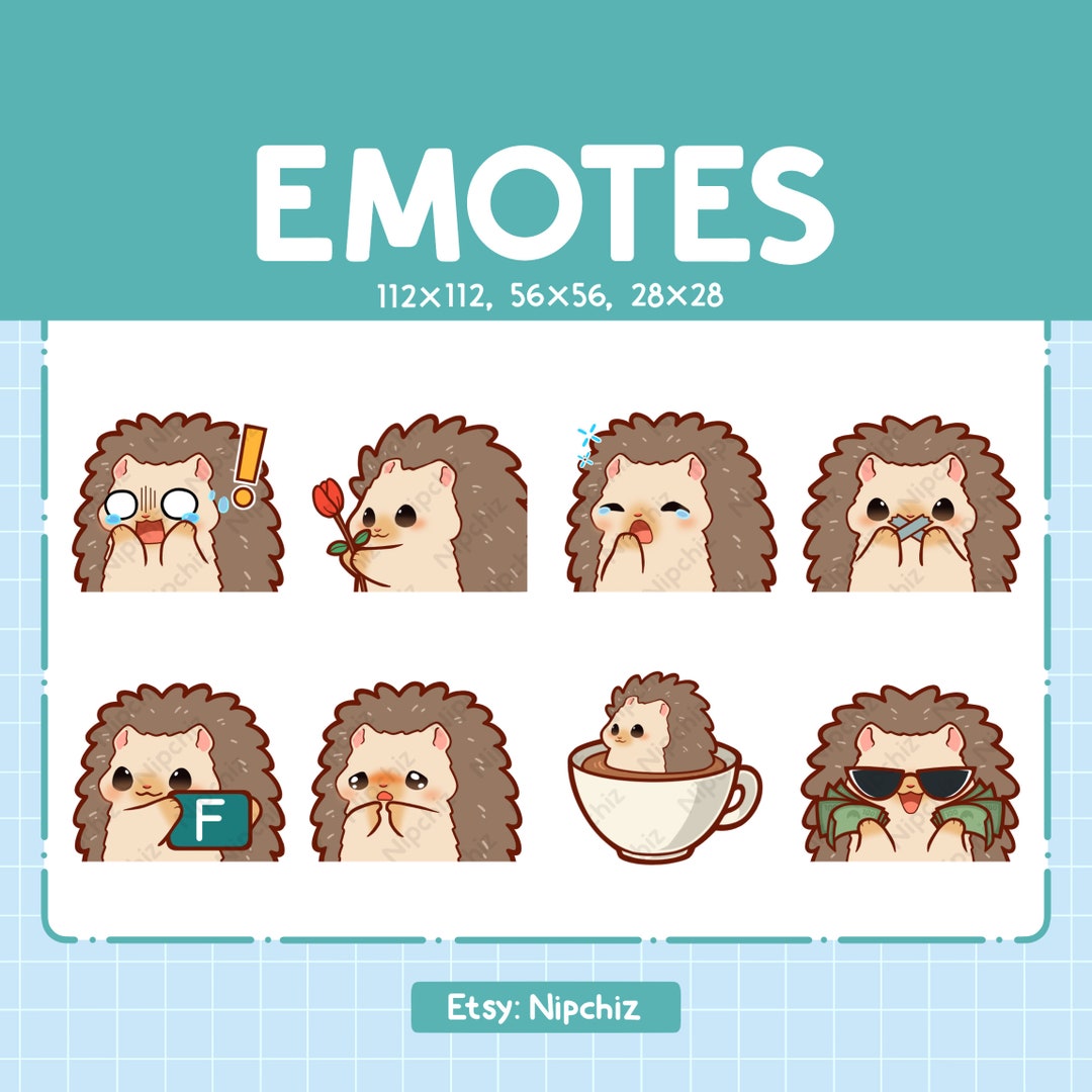 Hedgehog Emotes for Streamer 8 Kawaii Cute Hedgehog Emoji Pack for ...