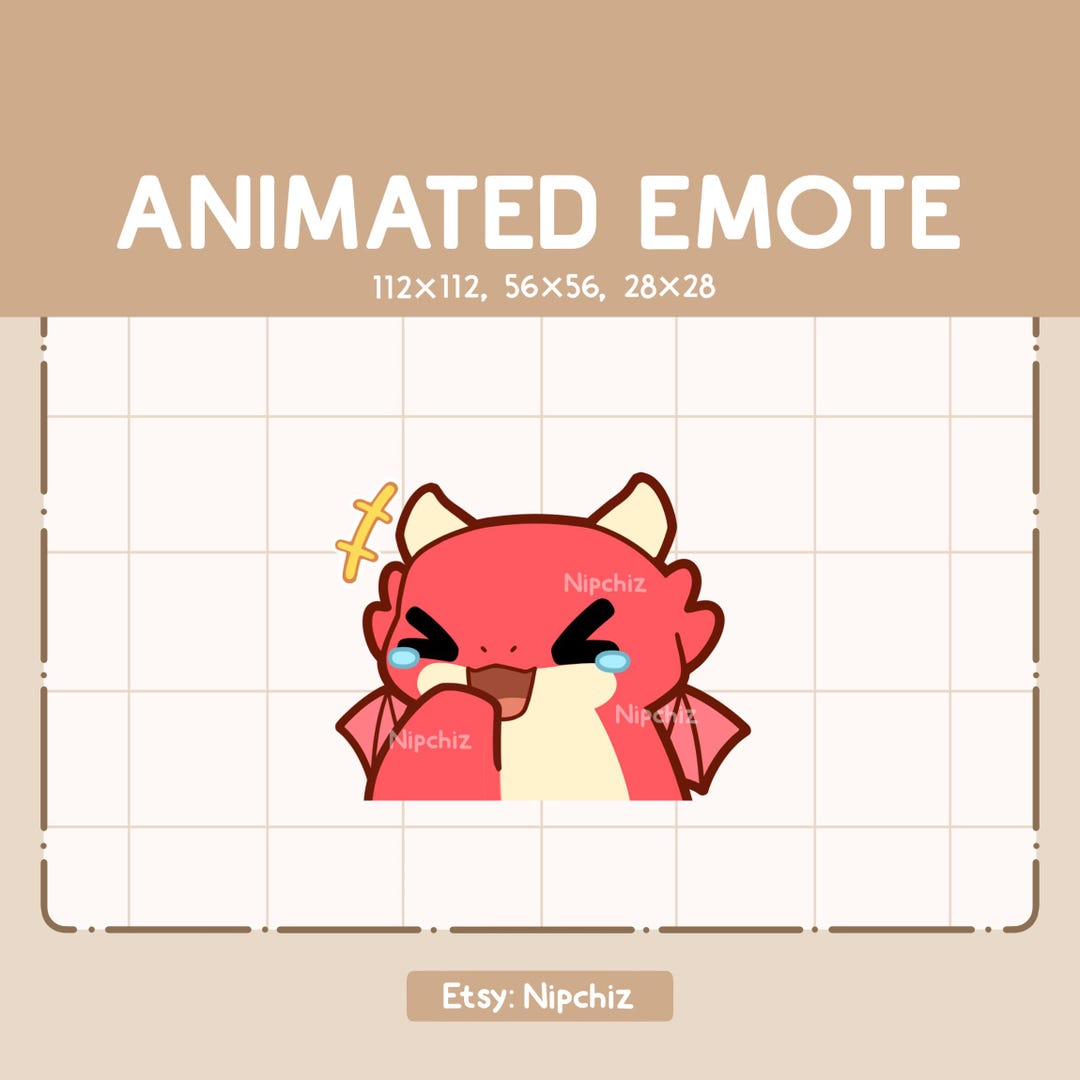 Animated Emote Chibi Red Dragon is Laughing / Ready to Use / Cute Funny ...