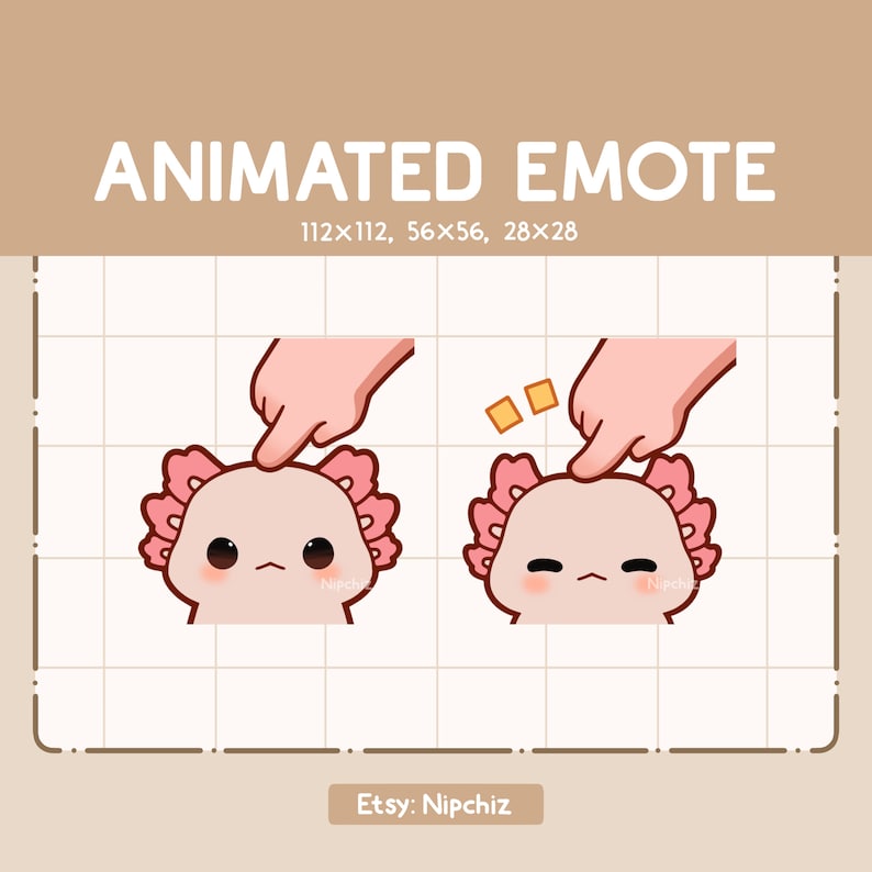 Animated Emote - Cute and Adorable Axolotl Getting Pressed on the Head ...