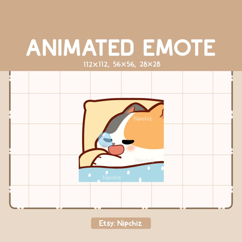 Animated Emote Chibi Calico Cat is Sleeping While Snoring - Adorable ...