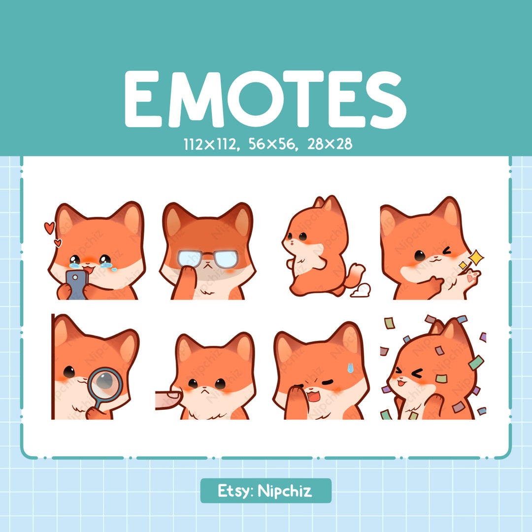 Cute Fox Emotes 8 Pack Chibi Fox Emotes for Streamer - Etsy UK