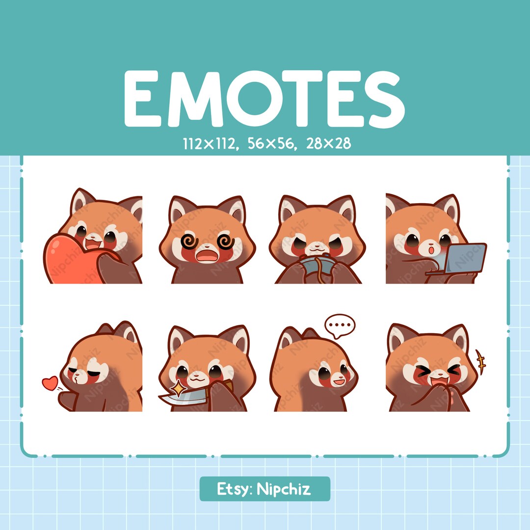 Red Panda Emotes 8 Pack / Chibi Red Panda Emotes for Streamer / Kawaii ...