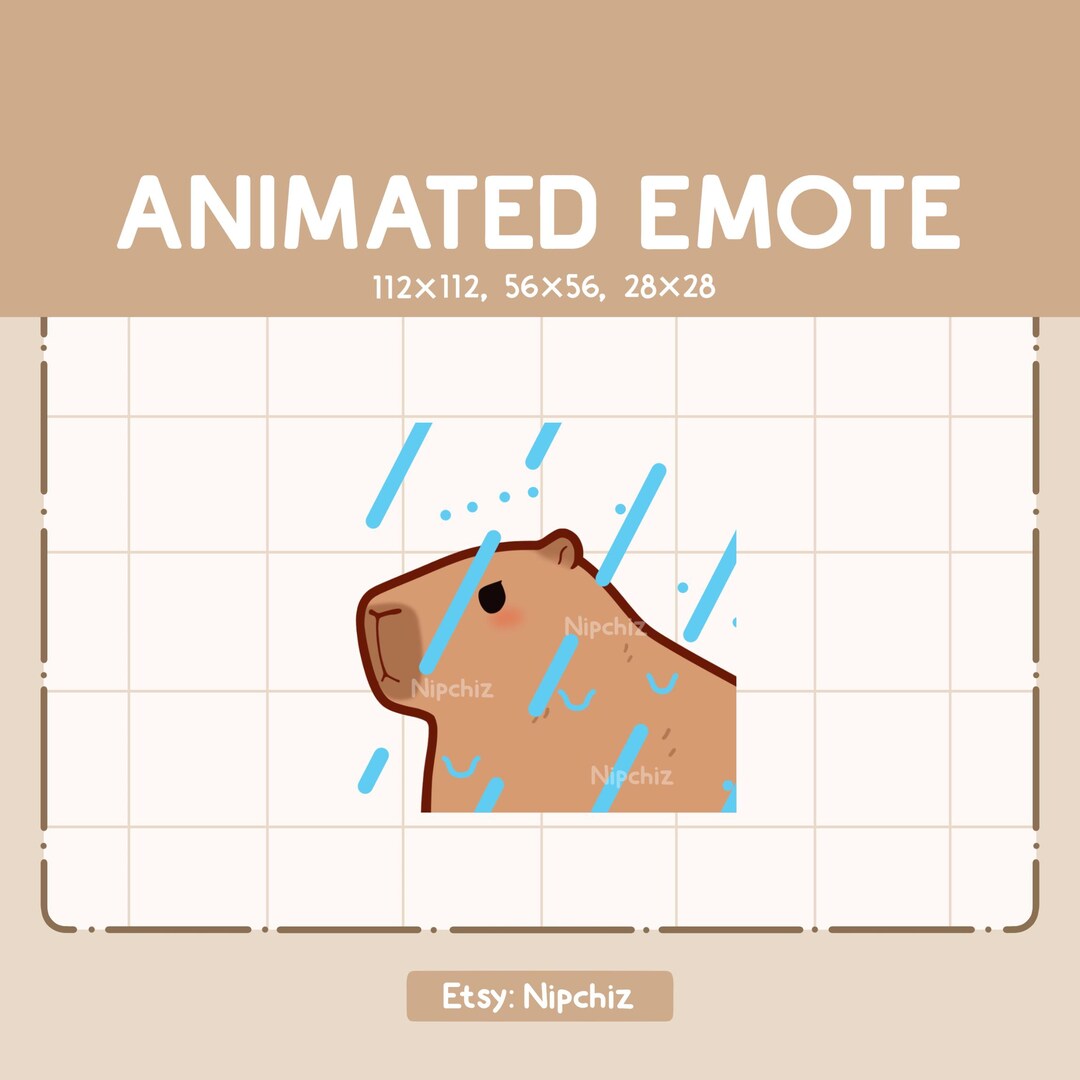 Animated Emote Adorable Capybara is Waiting Through the Rainy Weather ...