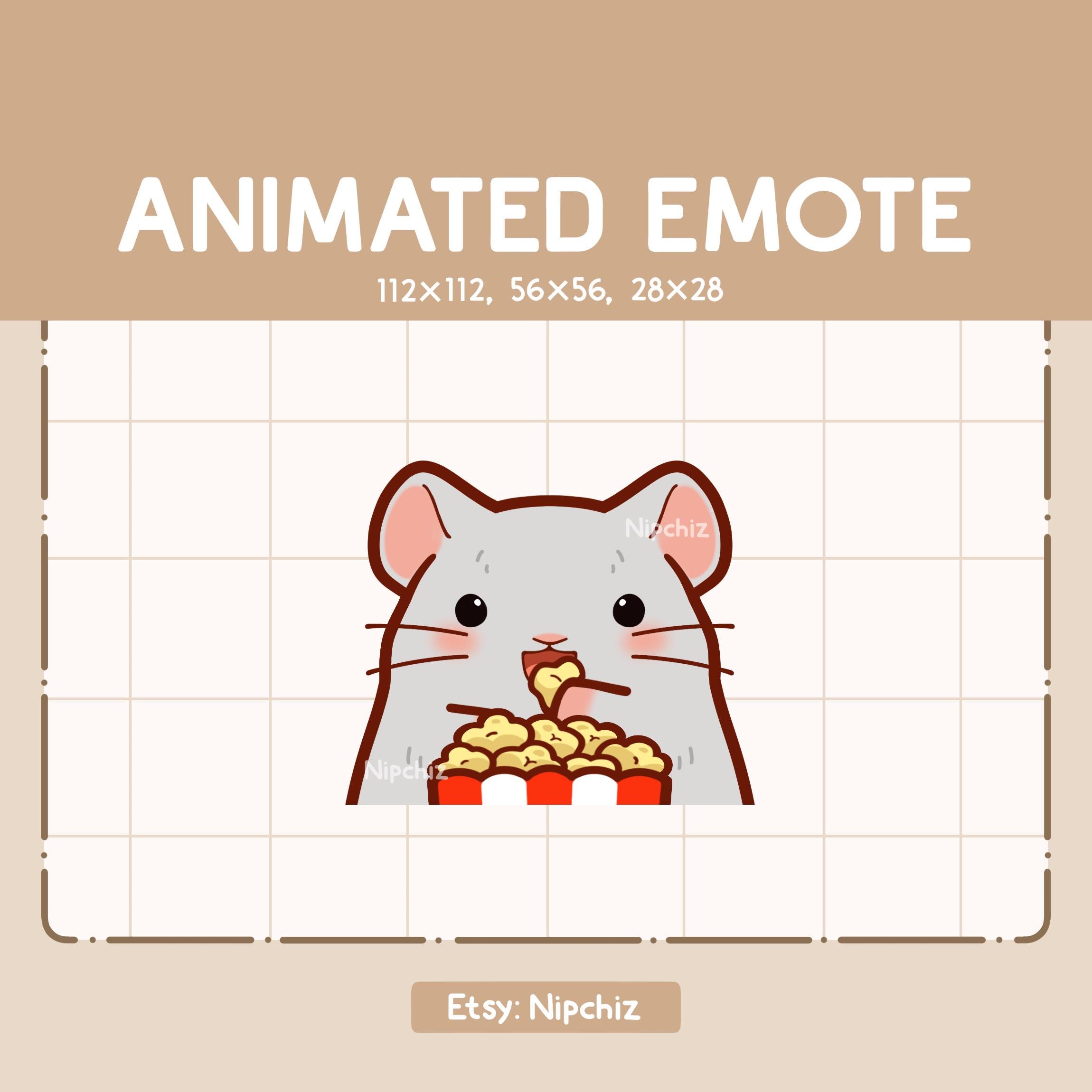 Animated Emote Gray Mouse is Eating a Cup of Popcorn - Chibi Cartoon ...