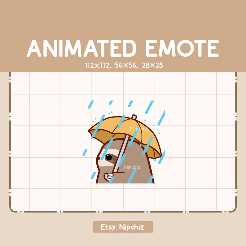 Animated Emote Chibi Sloth is Holding an Umbrella While It is Raining ...