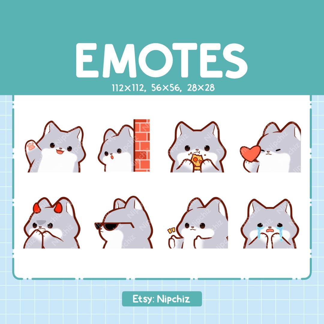 Wolf Emotes | 8 Cute Wolf Bundle | Kawaii Emoji Pack - Etsy