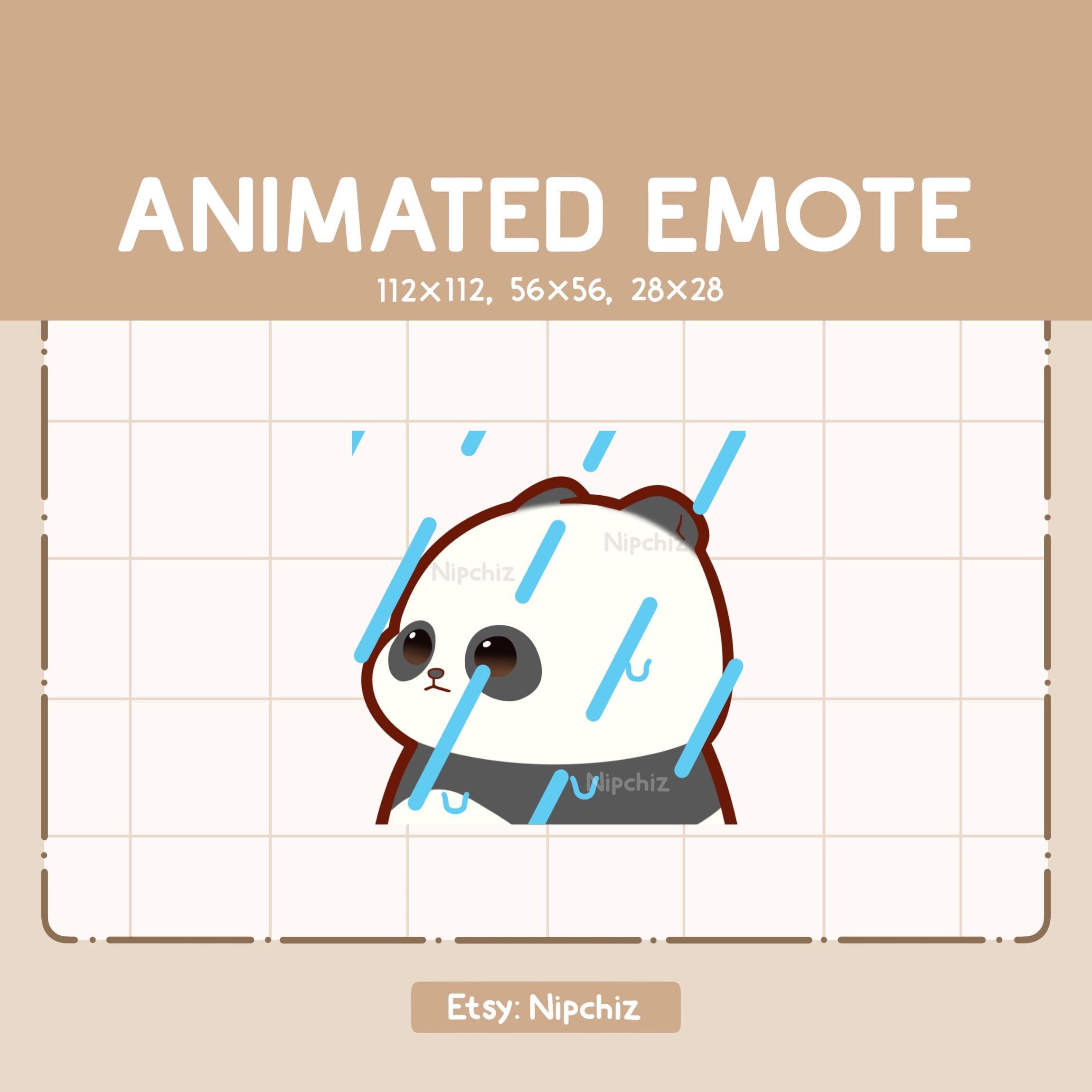Animated Emote Adorable Panda is Waiting Through the Rainy Weather ...