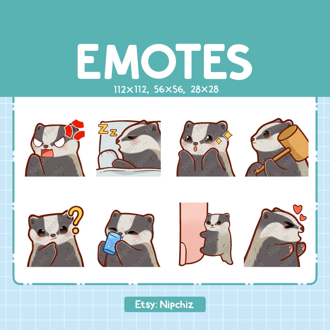 Badger Emotes for Streamer (8) - Kawaii Cute Badger - Emoji Pack for ...