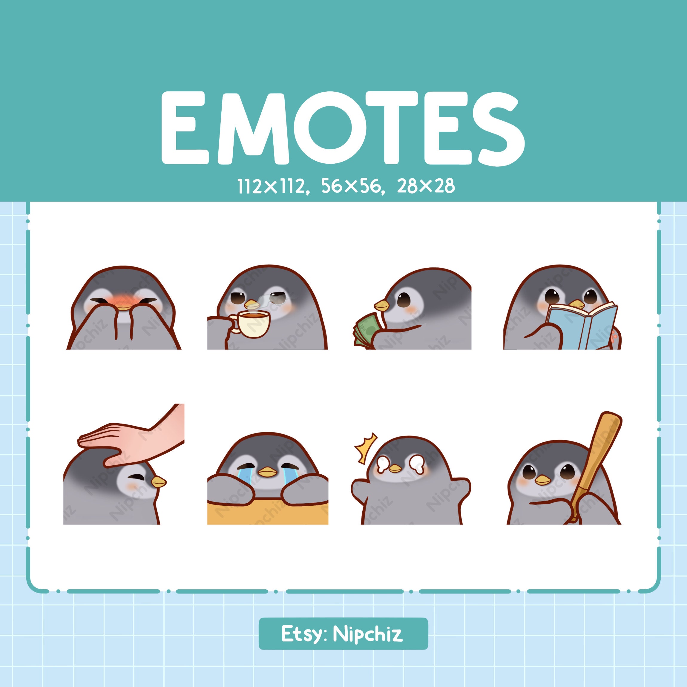 Penguin Emotes / Cute Emoji Pack / 8 Penguin Emotes for Streaming ...