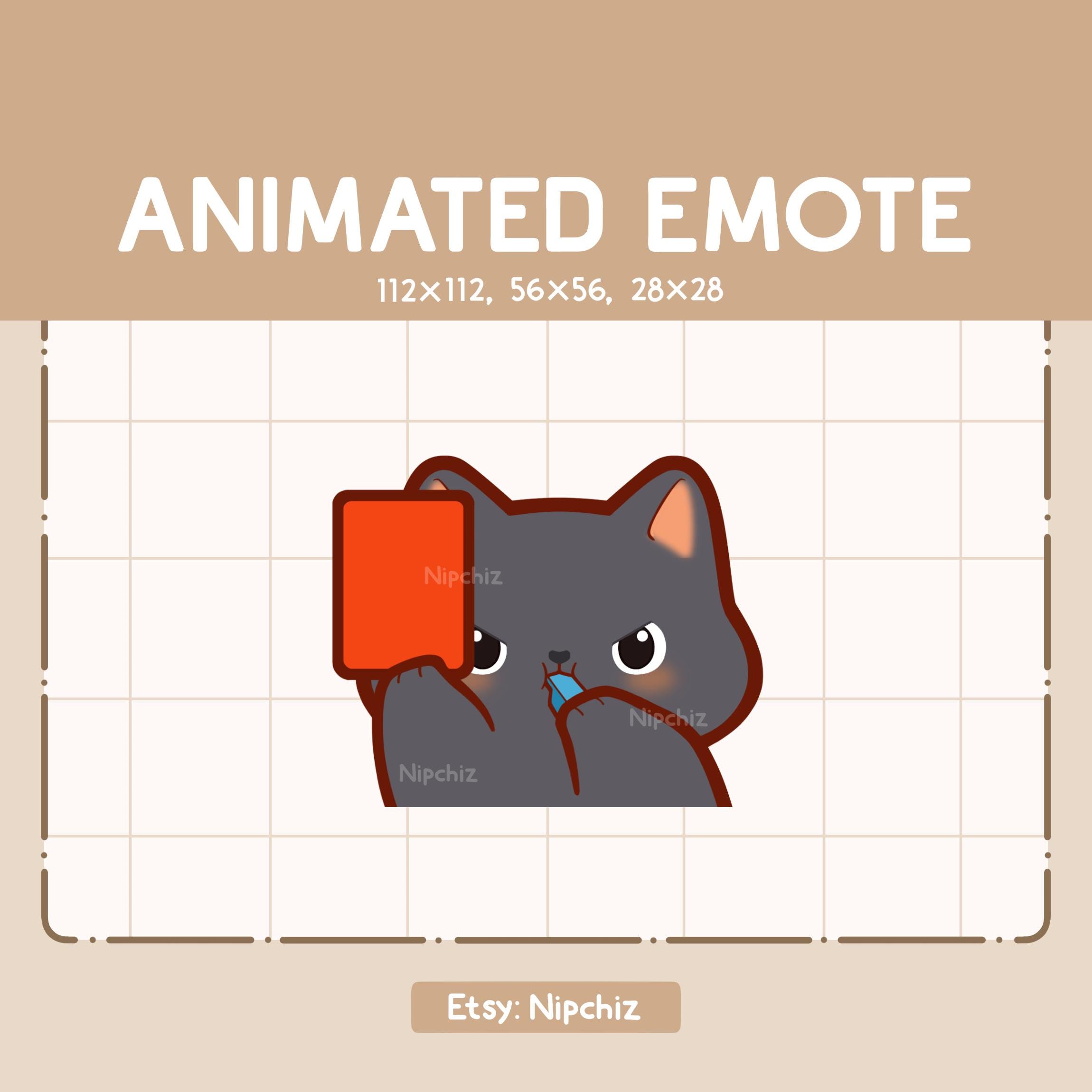 Animated Emote Black Cat Blowing Whistle and Showing a Red Card / Chibi ...