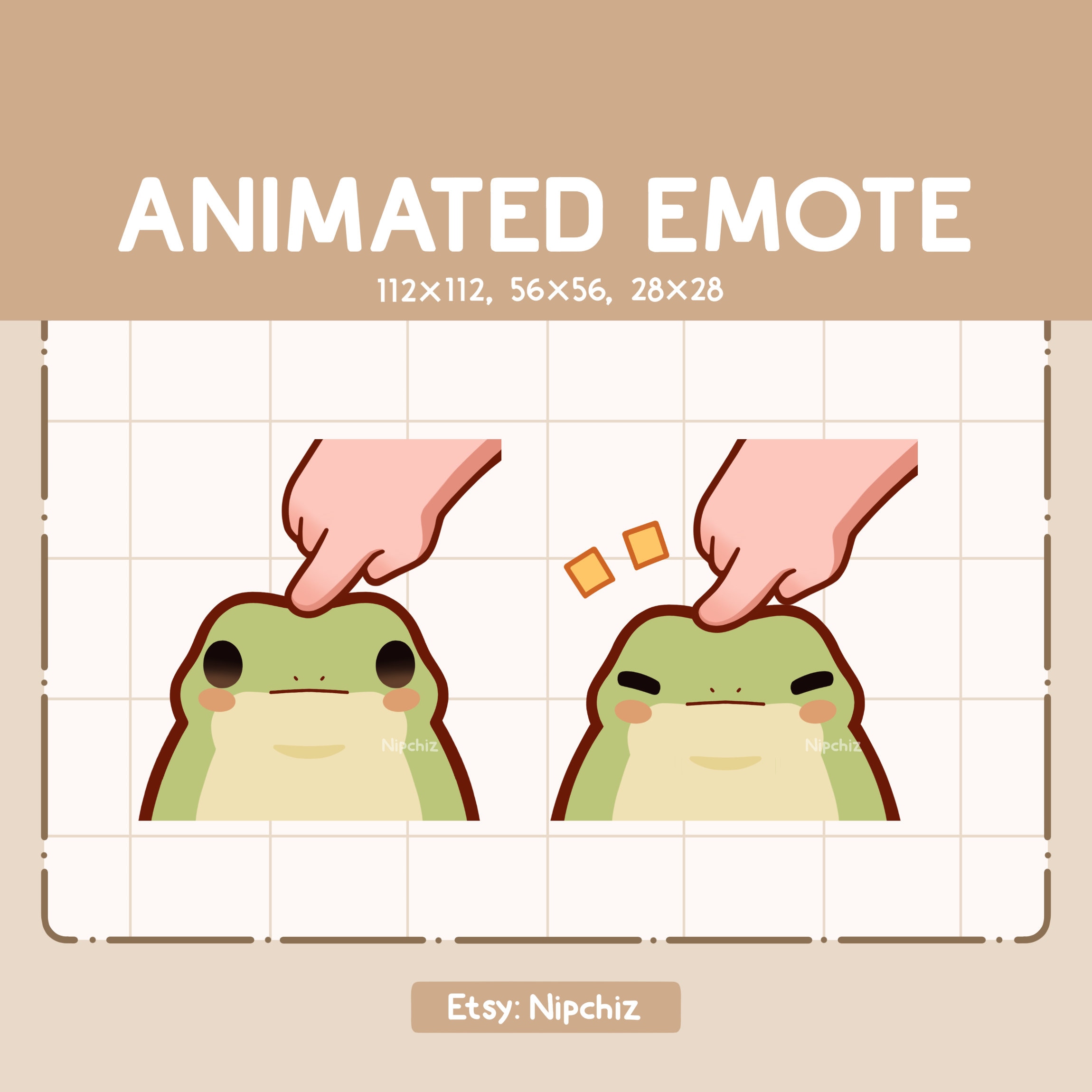 Animated Emote Chibi Frog Getting Pressed on the Head / Cute Animal ...