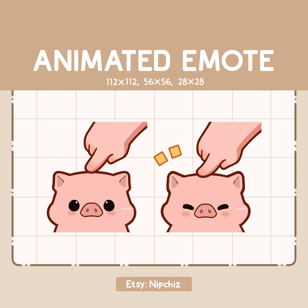 Animated Emote - Cute Pig Getting Pressed on the Head - Kawaii Animal ...