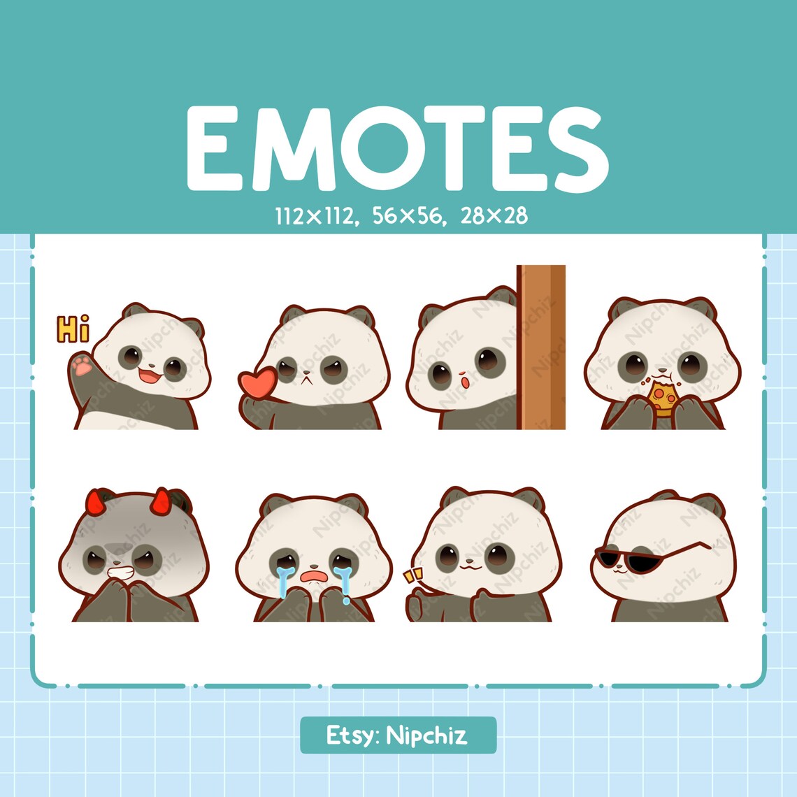 Cute Panda Emotes 8 Emotes for Streamer Cute Panda Emote Pack Funny ...