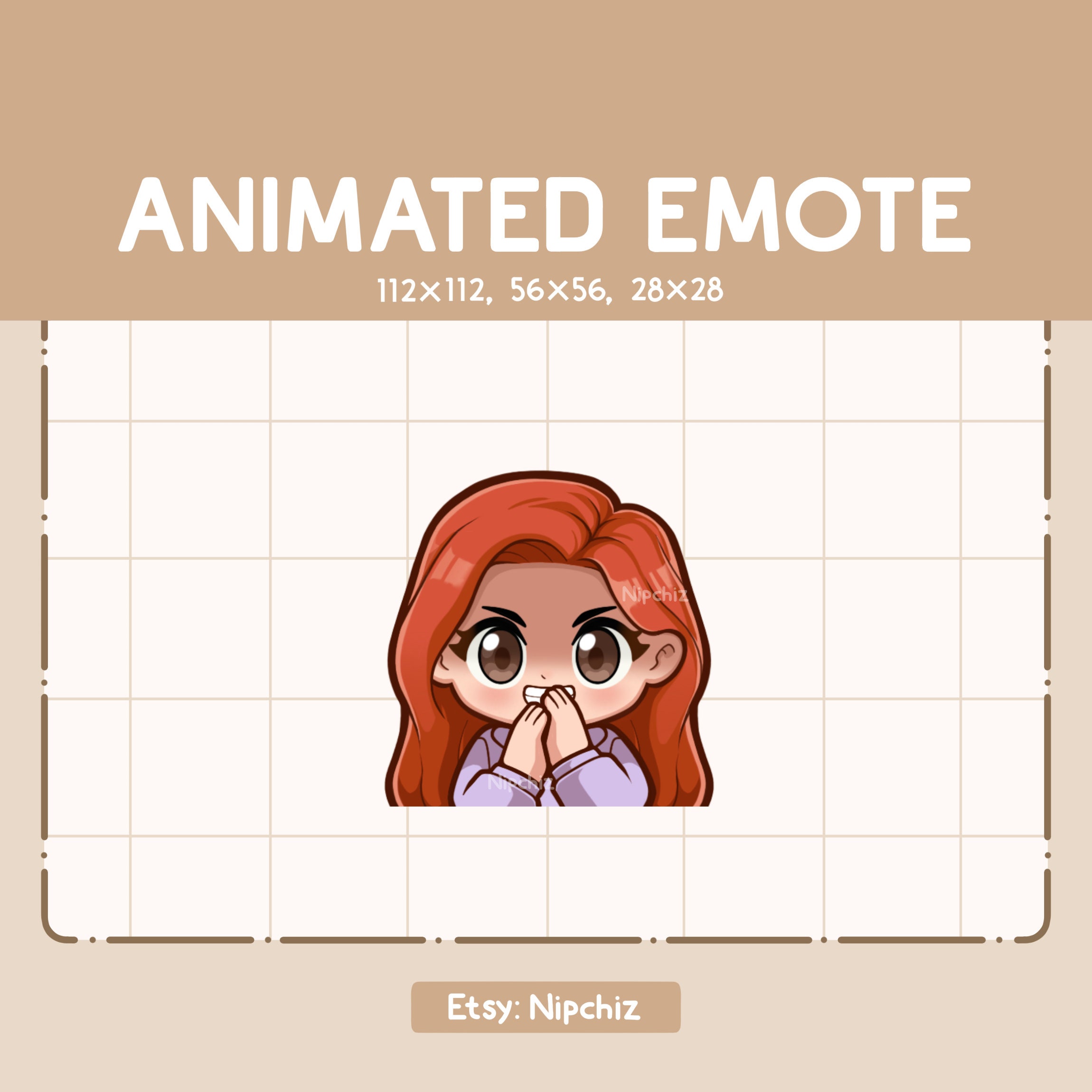 Animated Emote Girl Long Straight Red Hair Has a Plan With Scheming ...