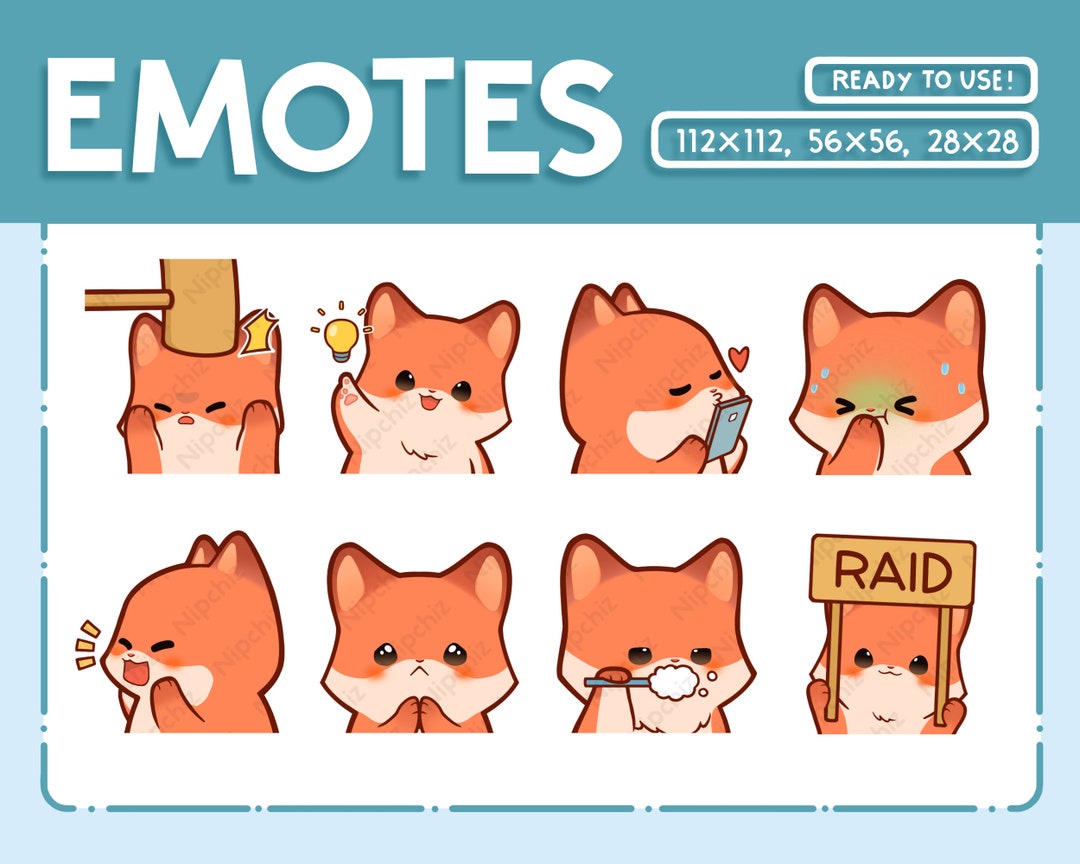 Fox Bundle Emotes for Streaming 8 Cute Fox Emotes Kawaii - Etsy