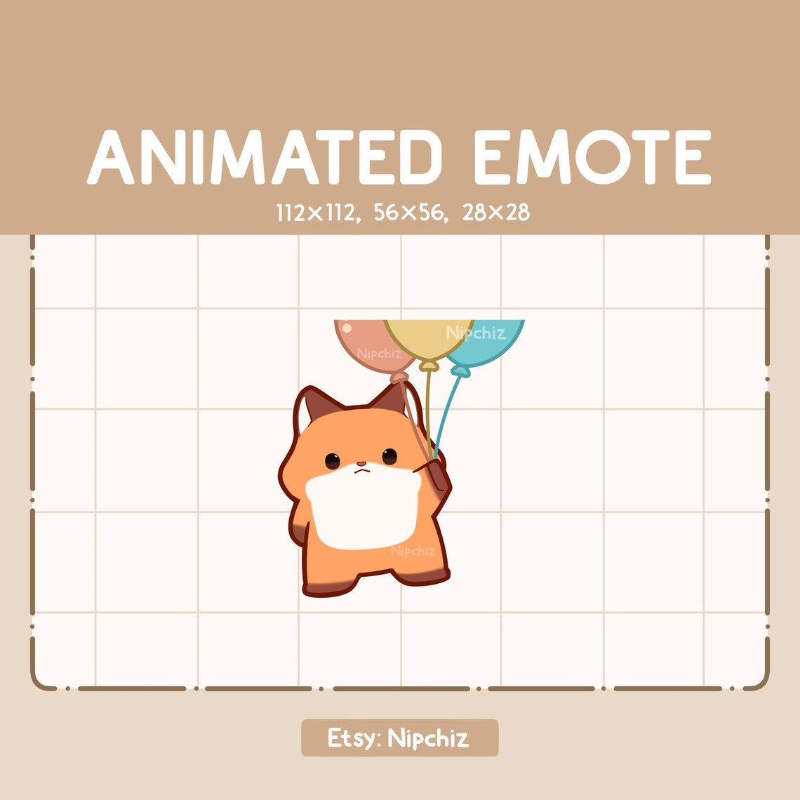 Animated Emote Chibi Fox is Holding a Bunch of Colorful Balloons and ...