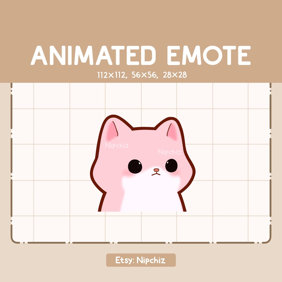 Animated Emote Cute Pink Cat / Shaking Head Emote / Adorable Cartoon ...