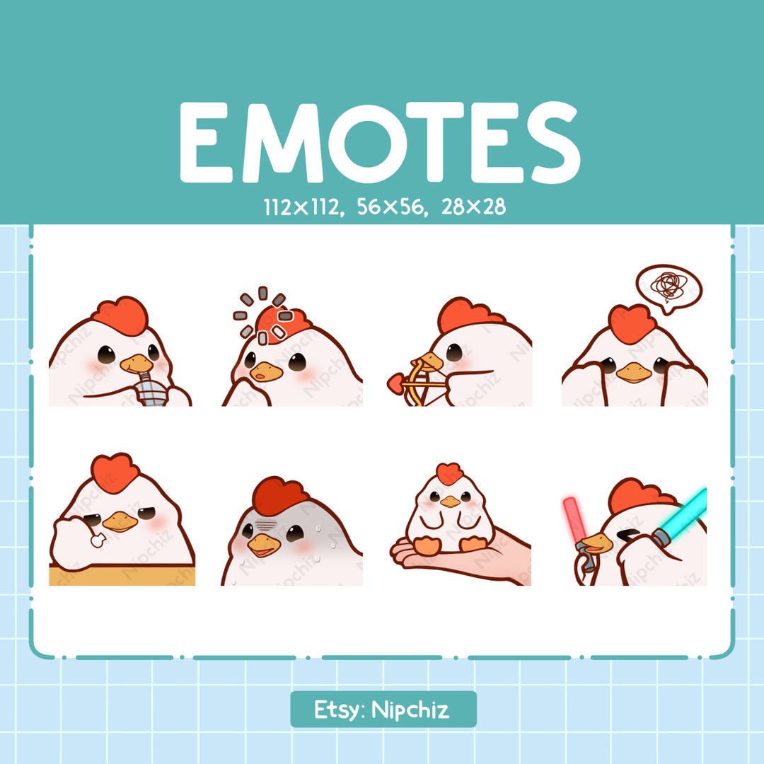 Chibi Chicken Emotes for Streaming - (8) Kawaii Emotes – Cute Chicken ...