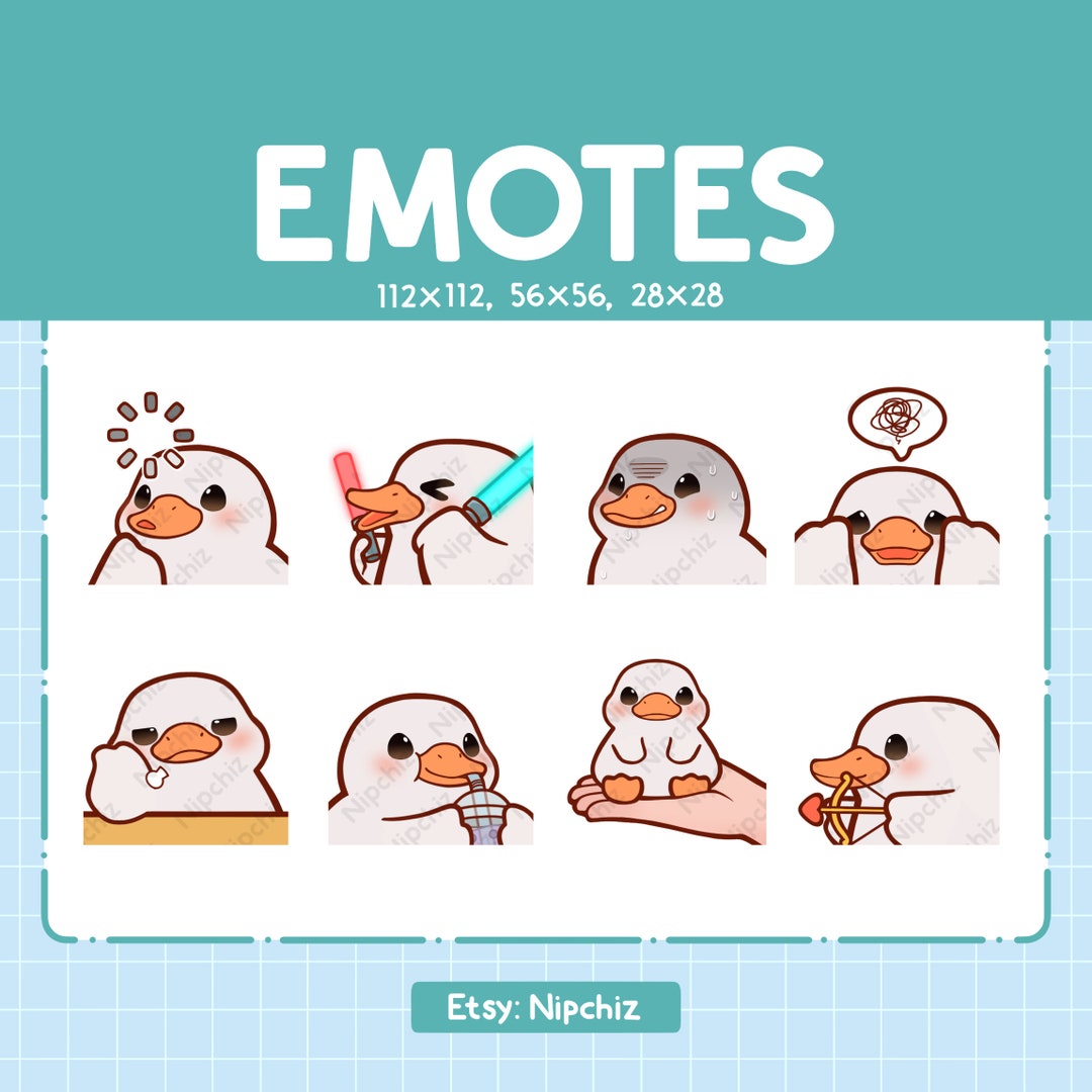 Kawaii White Duck Emotes 8 Cute Emotes for Streamer Chibi White Duck ...