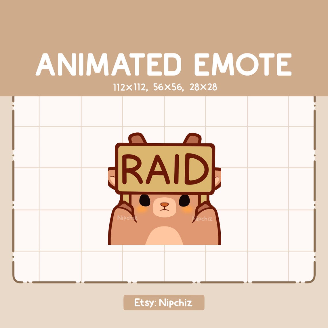 Animated Emote Cute Deer Holding Raid Wooden Sign/ Emote for Streamer ...