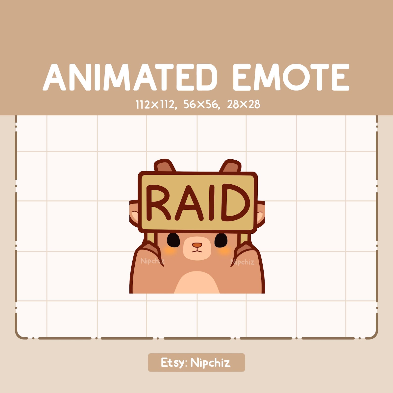 Animated Emote Cute Deer Holding Raid Wooden Sign/ Emote for Streamer ...