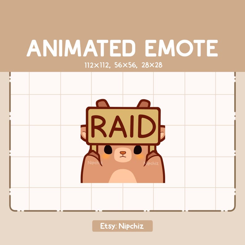 Animated Emote Cute Deer Holding Raid Wooden Sign/ Emote for Streamer ...
