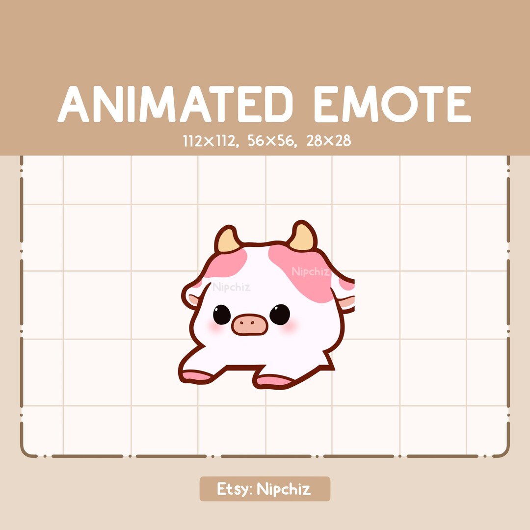 Animated Adorable Cute Pink Cow Slapping the Table Emote - Adorable ...