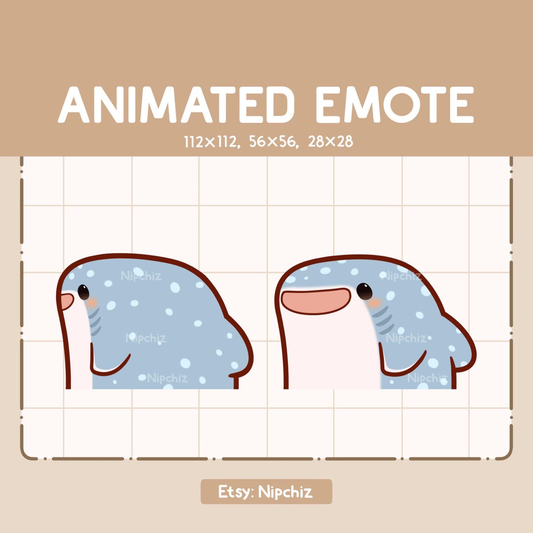Animated Emote Cute Whale Shark Turning Around / Cartoon Kawaii Emote ...