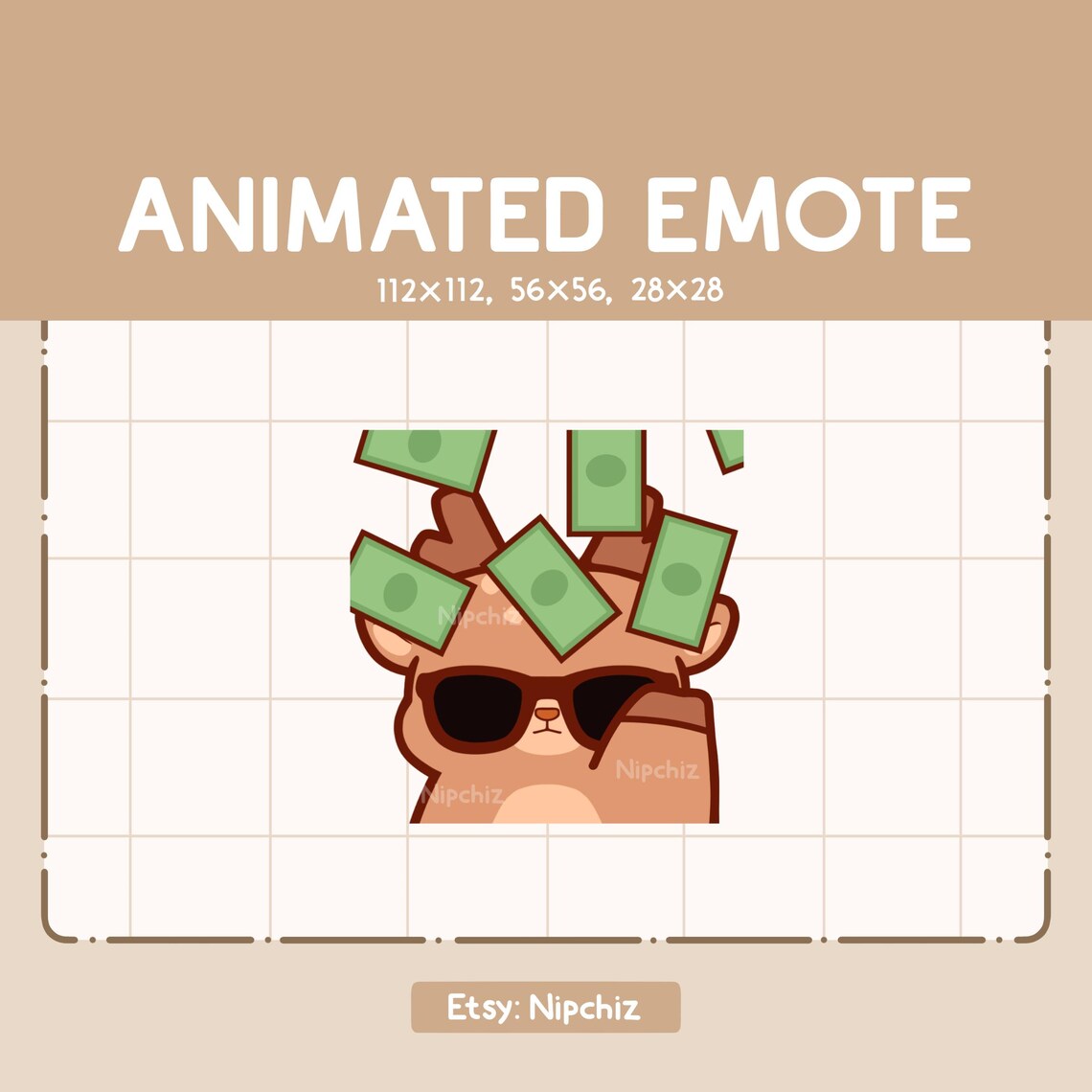Animated Emote Cute Fancy Deer With the Cool Glasses - Cartoon Emote ...