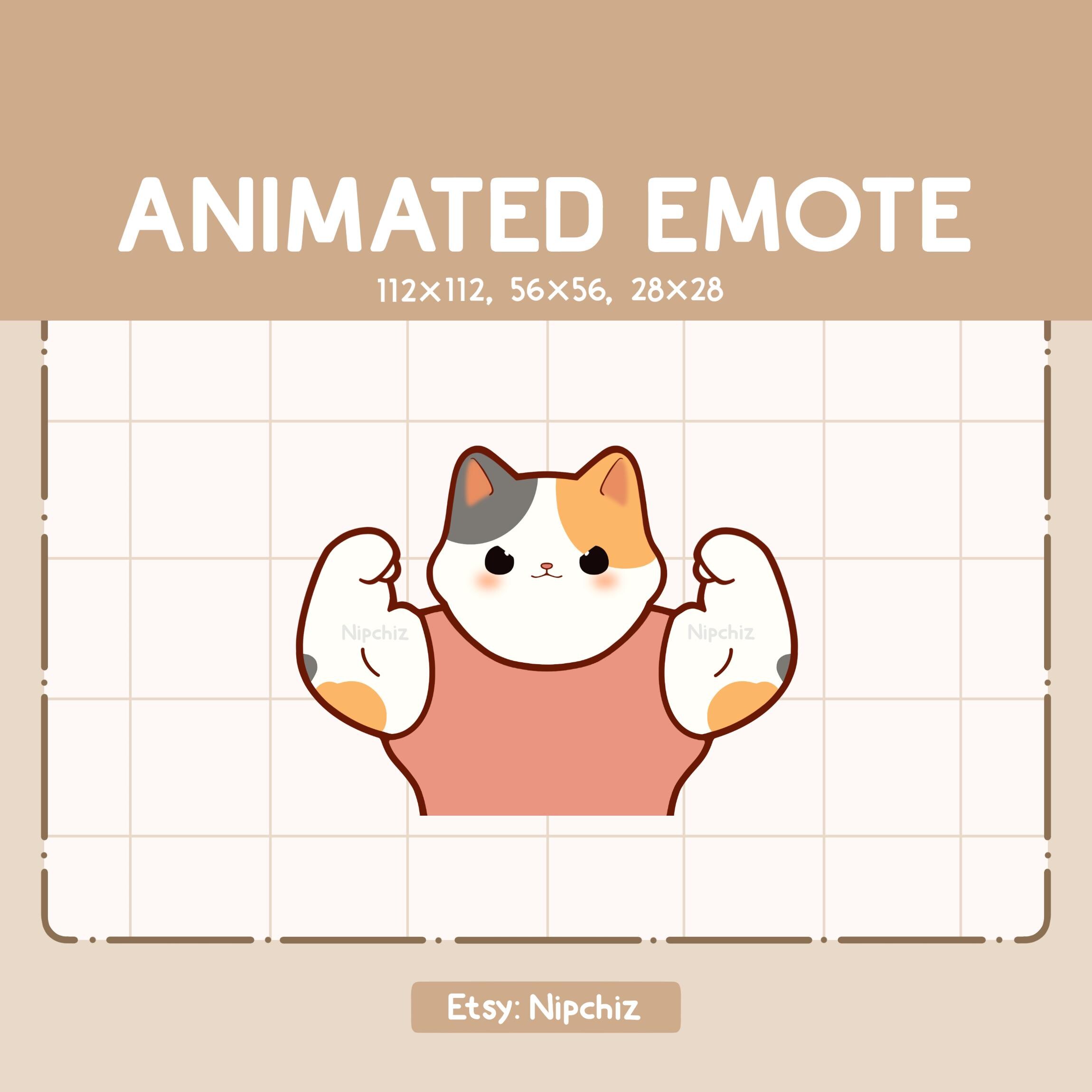 Animated Emote Calico Cat is Flexing His Muscle - Cute Funny Emote ...