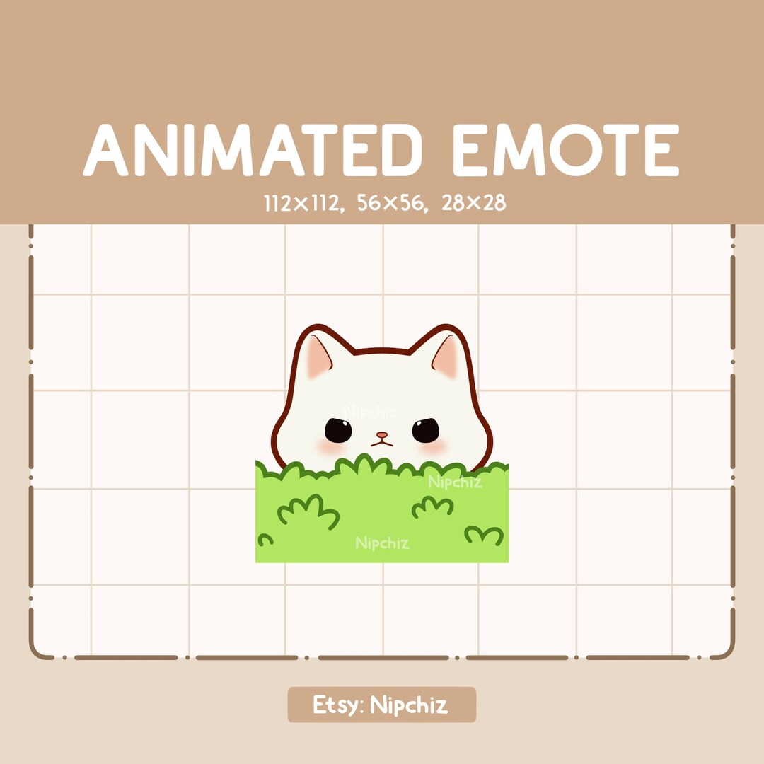 Animated Emote Hiding White Cat is Appearing From the Shrub / Adorable ...