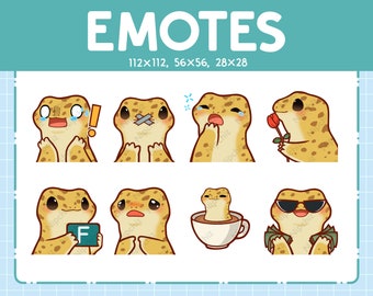 Chibi Gecko Emotes for Streaming 8 Kawaii Emotes Cute - Etsy