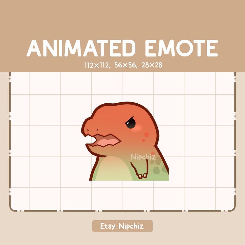 Animated Emote Chibi Angry Dinosaur Trex With A Red Face is Showing His ...