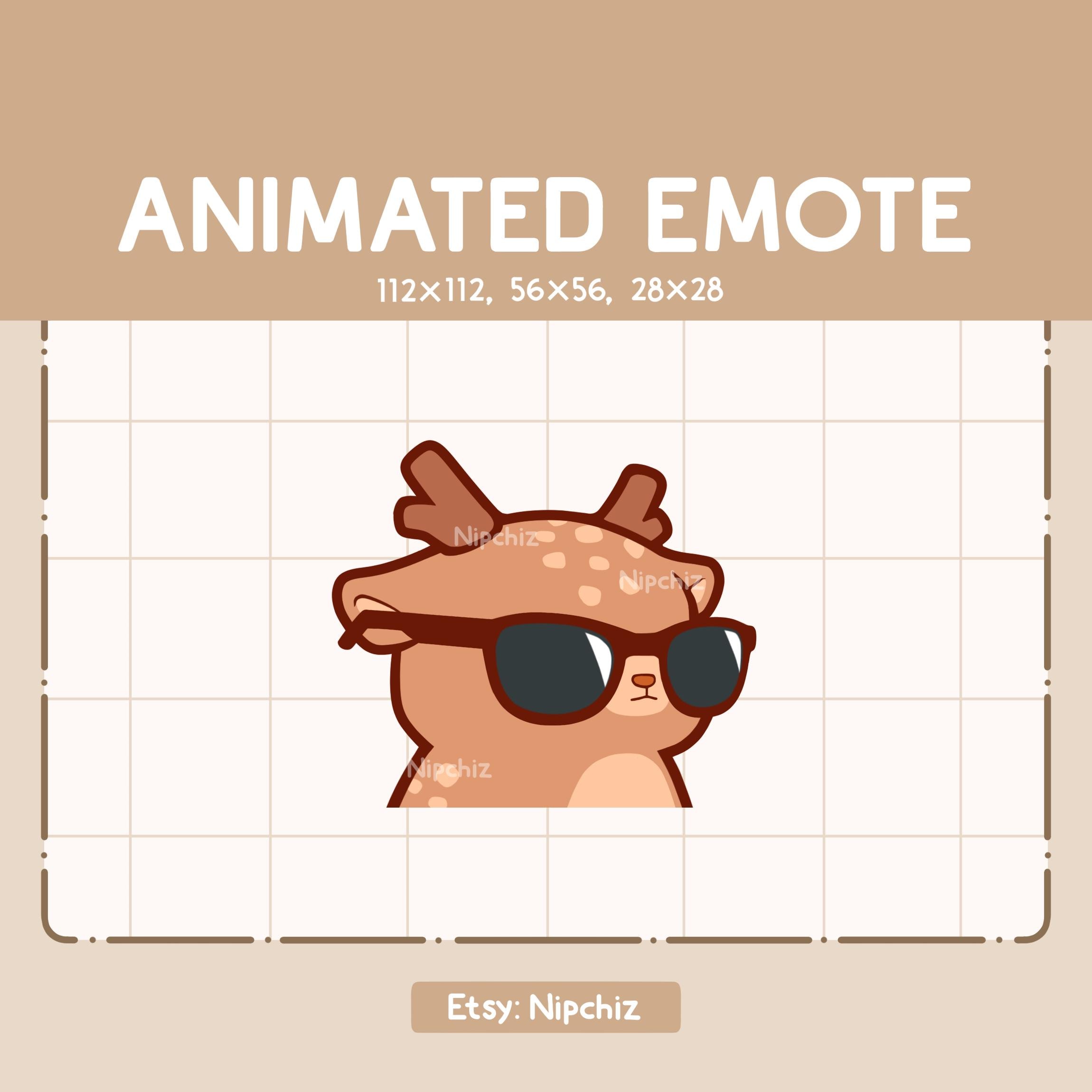 Animated Emote Kawaii Deer With Black Sunglasses is Vibing by Waving ...
