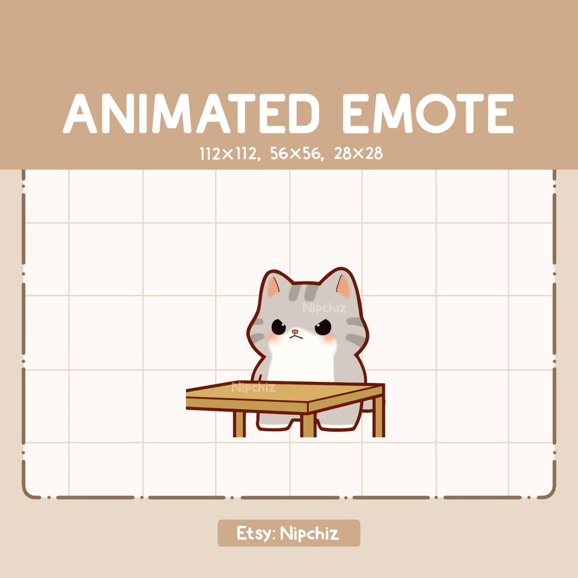 Animated Emote Chibi Gray Tabby Cat Angry by Flipping a Table in Front ...