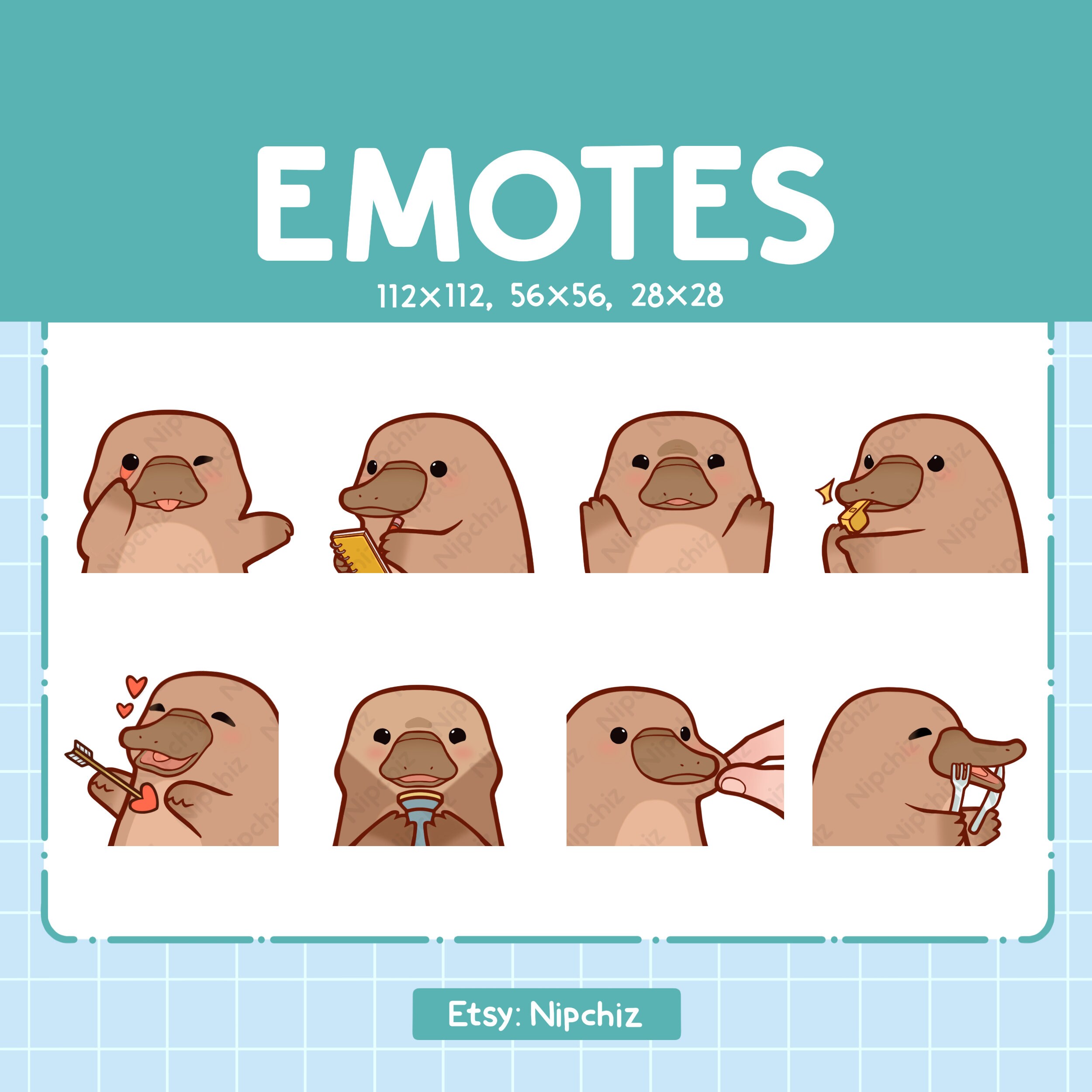Platypus Emotes for Streamer 8 Kawaii Cute Platypus Emoji Pack for ...
