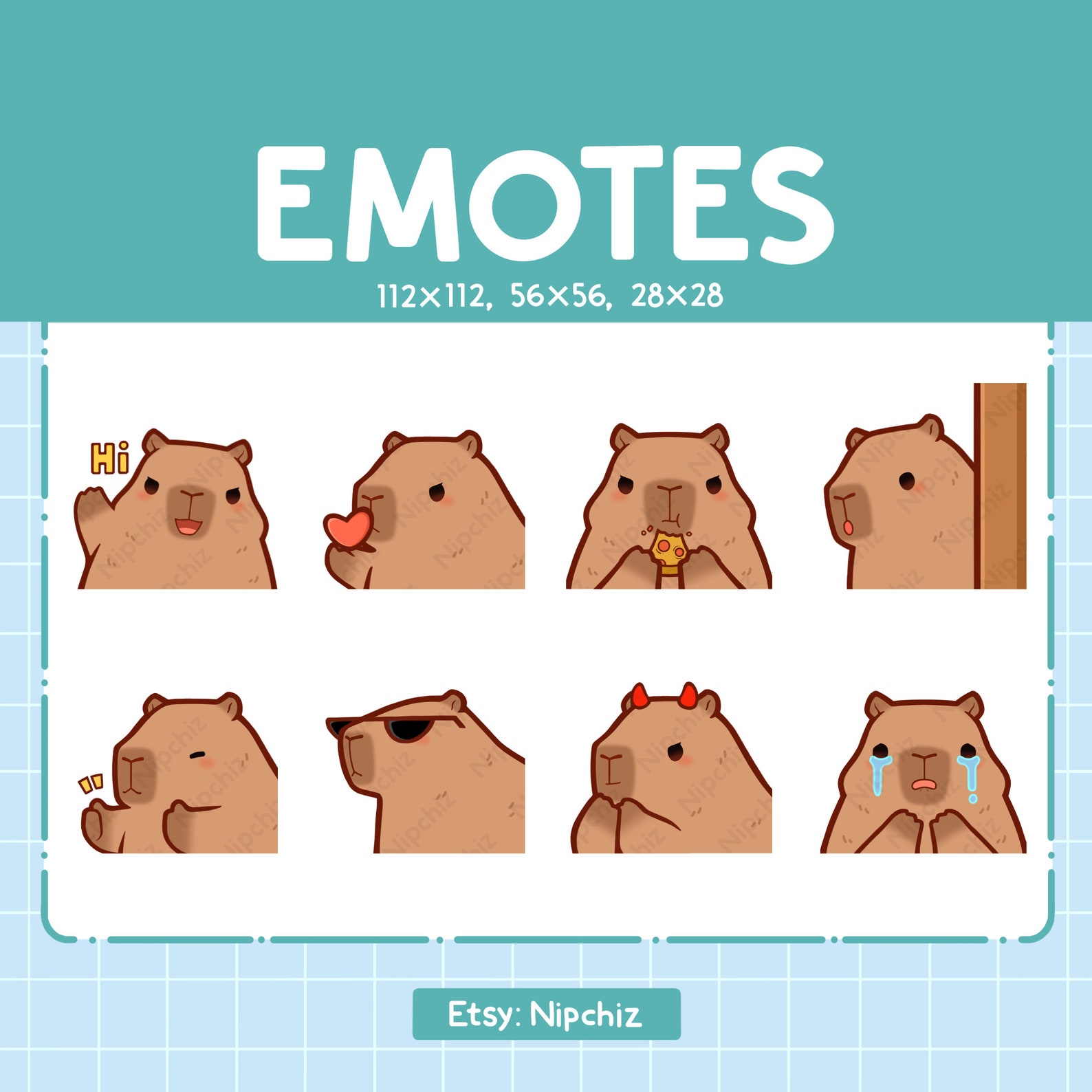 Cute Capybara Emotes | 8 Emotes for Streamer | Cute Capybara Emote Pack ...