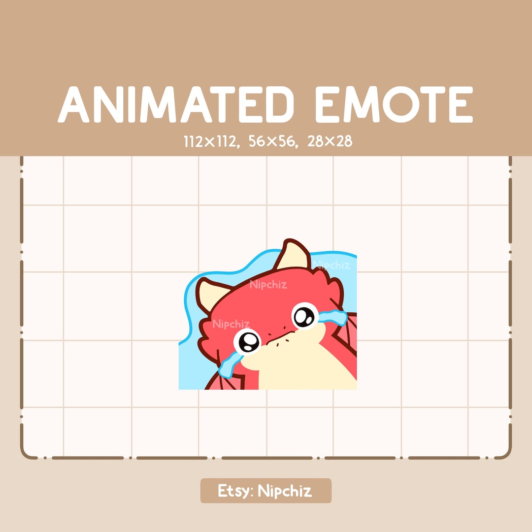 Animated Emote Sad Red Dragon is Crying a Lot of Tears With Teary Eyes ...
