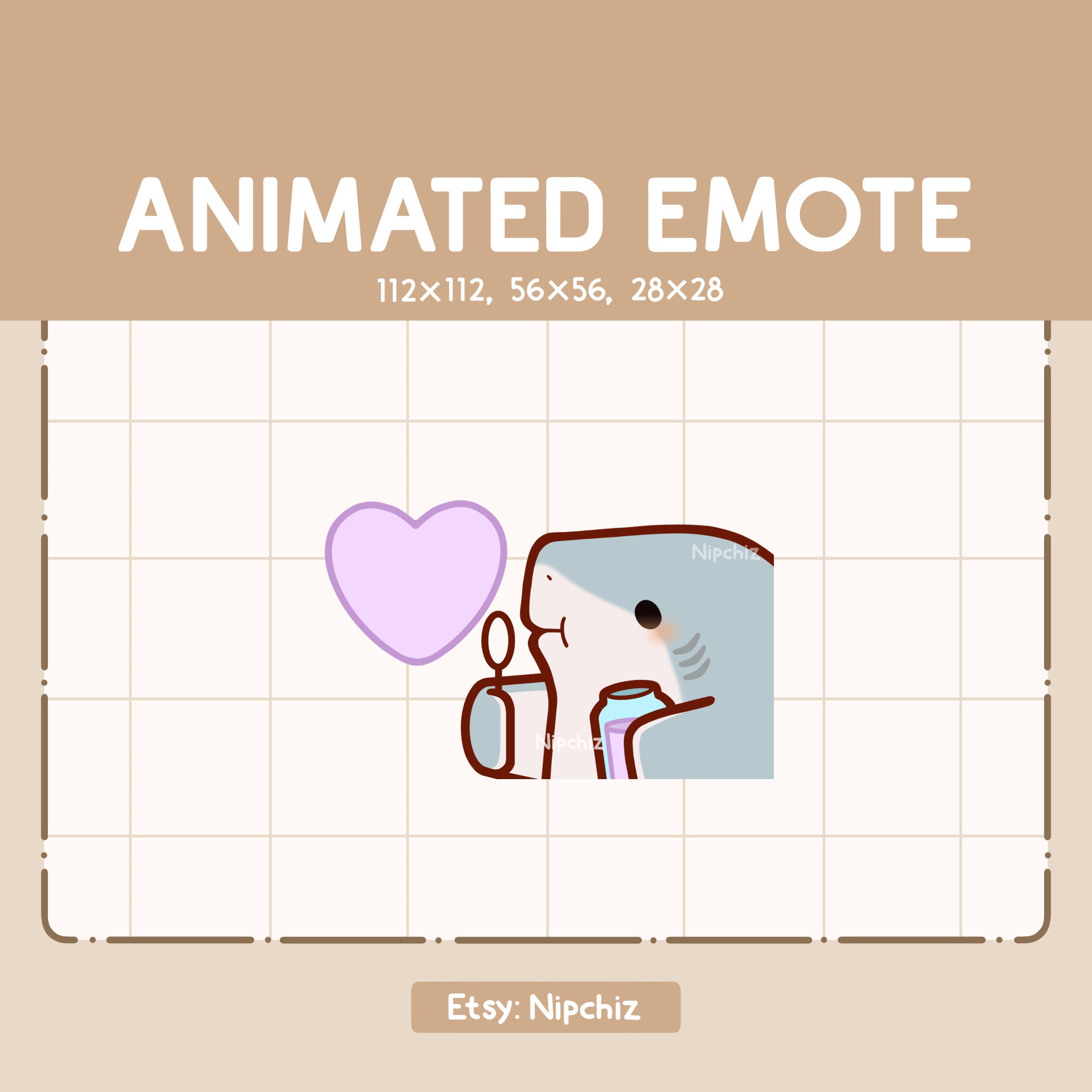 Animated Emote Shark is Blowing a Love Shaped Soap Bubble / Emote for ...