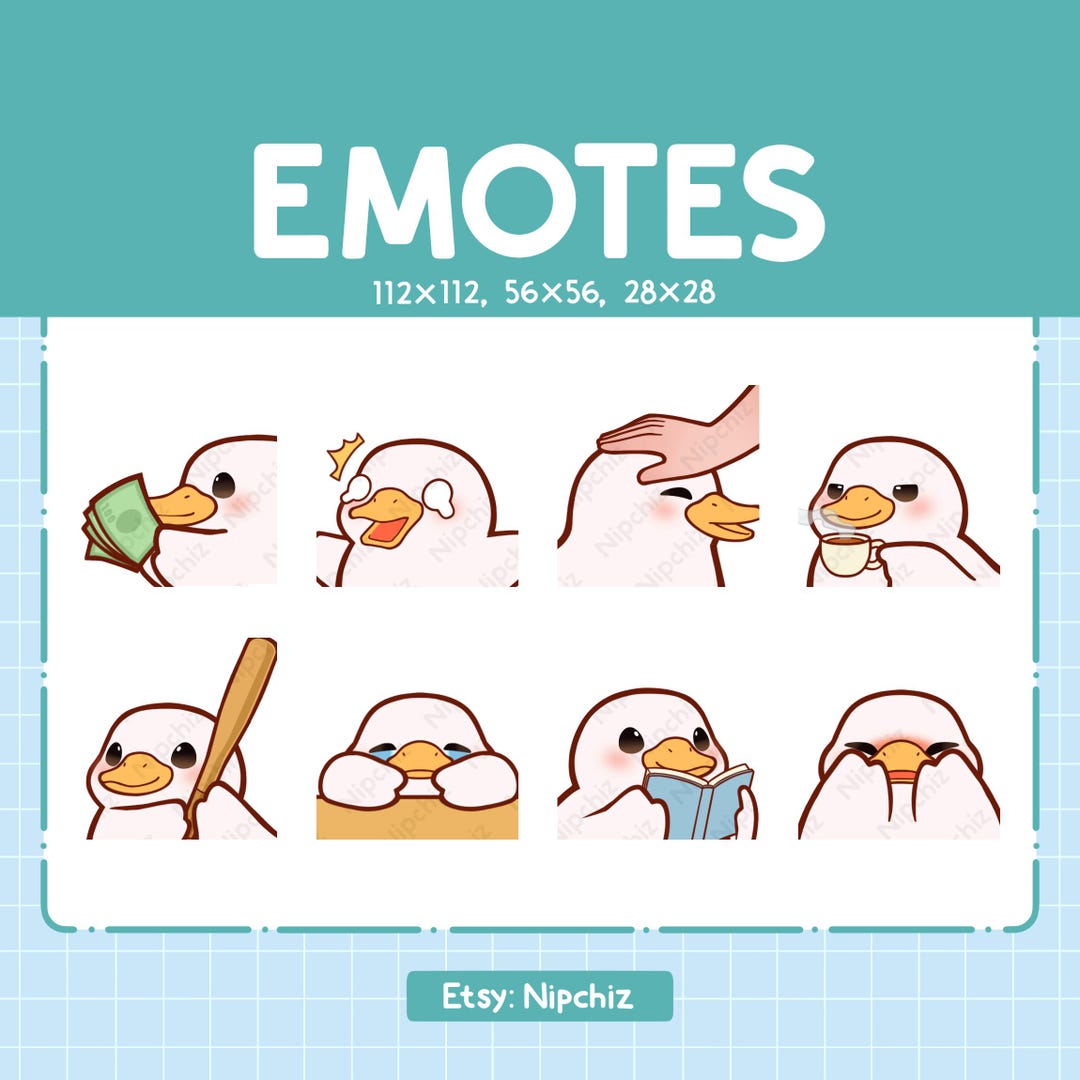 White Duck Emotes / 8 Cute White Duck Bundle / Emotes for Streamer ...