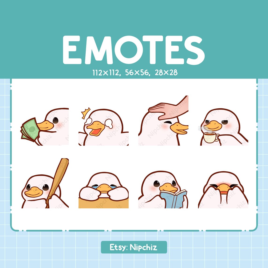White Duck Emotes / 8 Cute White Duck Bundle / Emotes for Streamer ...