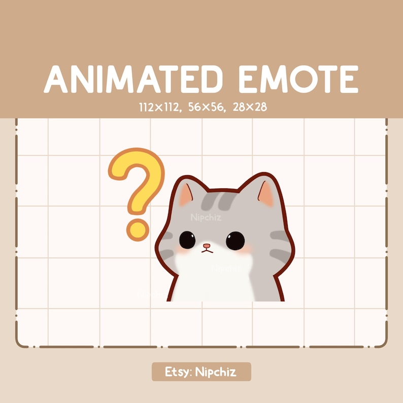 Animated Emote Confused Gray Tabby Cat is Trying to Figure Something ...