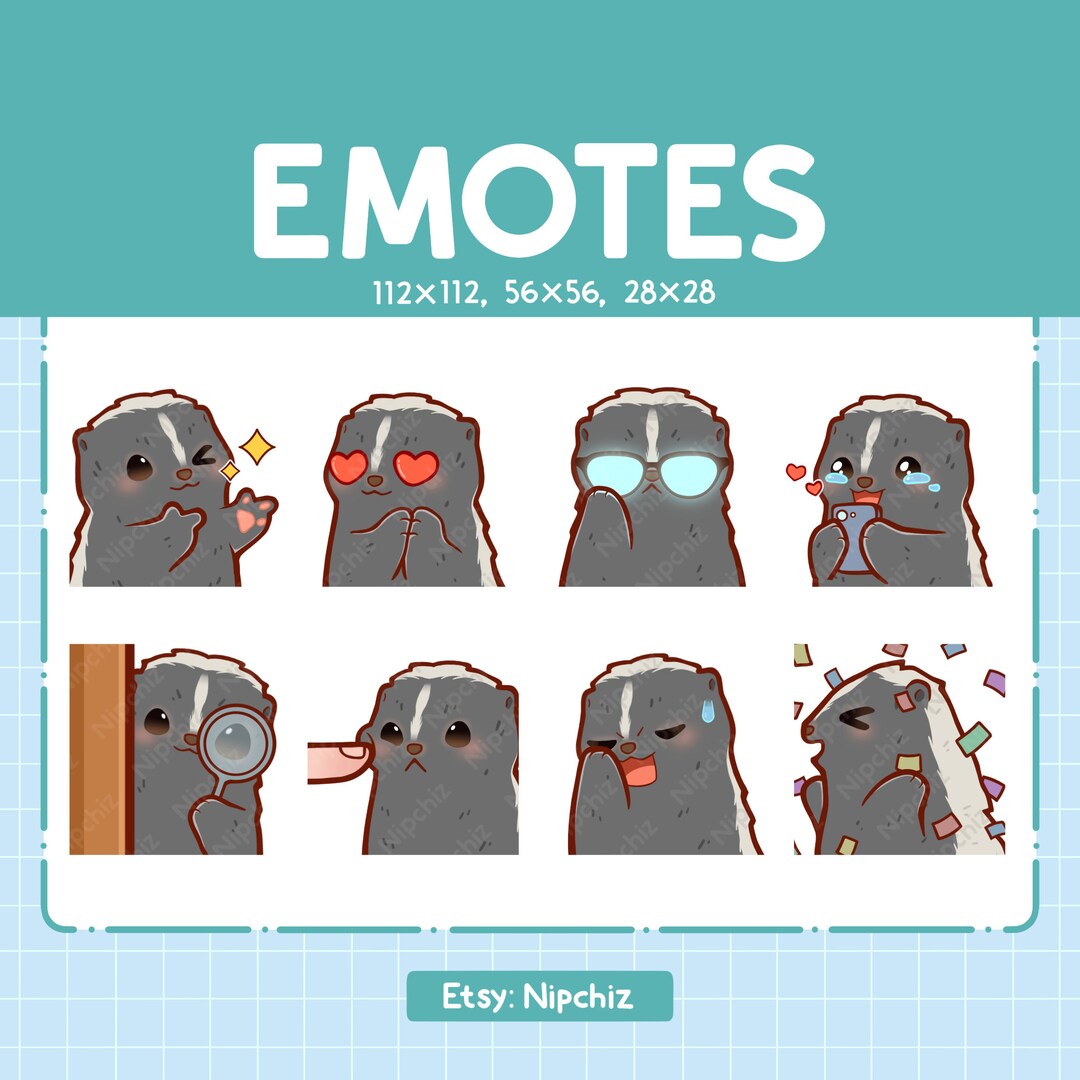 Skunk Emotes / 8 Cute Skunk Bundle / Emotes for Streamer Kawaii Emoji ...