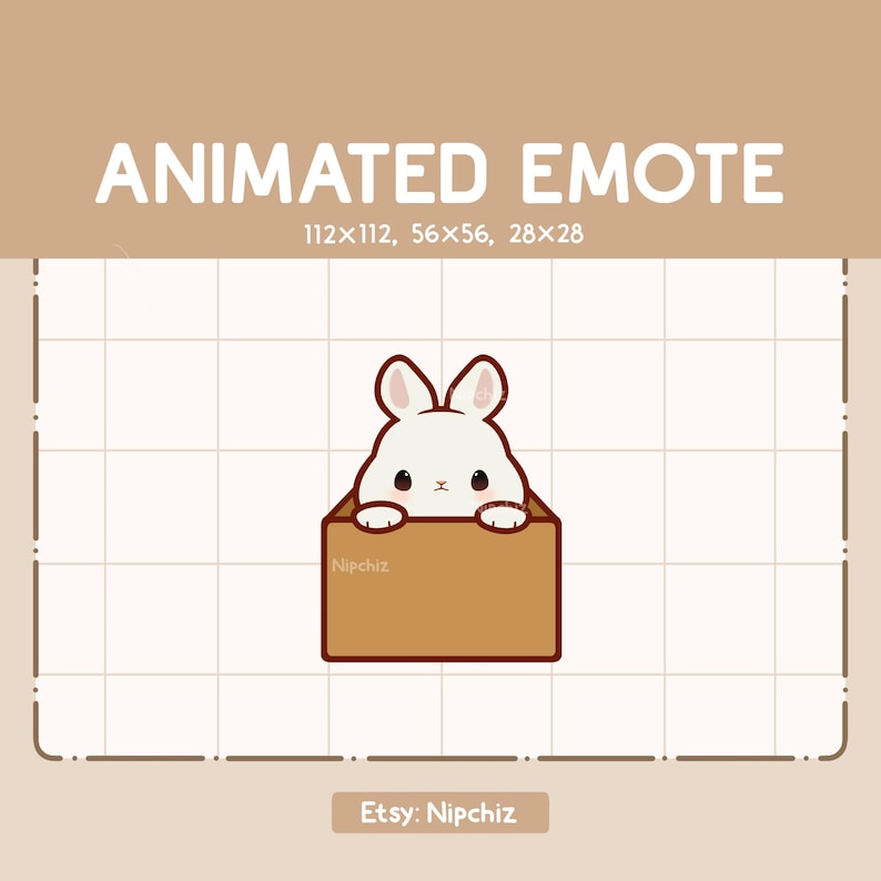 Animated Adorable and Chibi Emerge Rabbit From Cardboard Emote / Animal ...