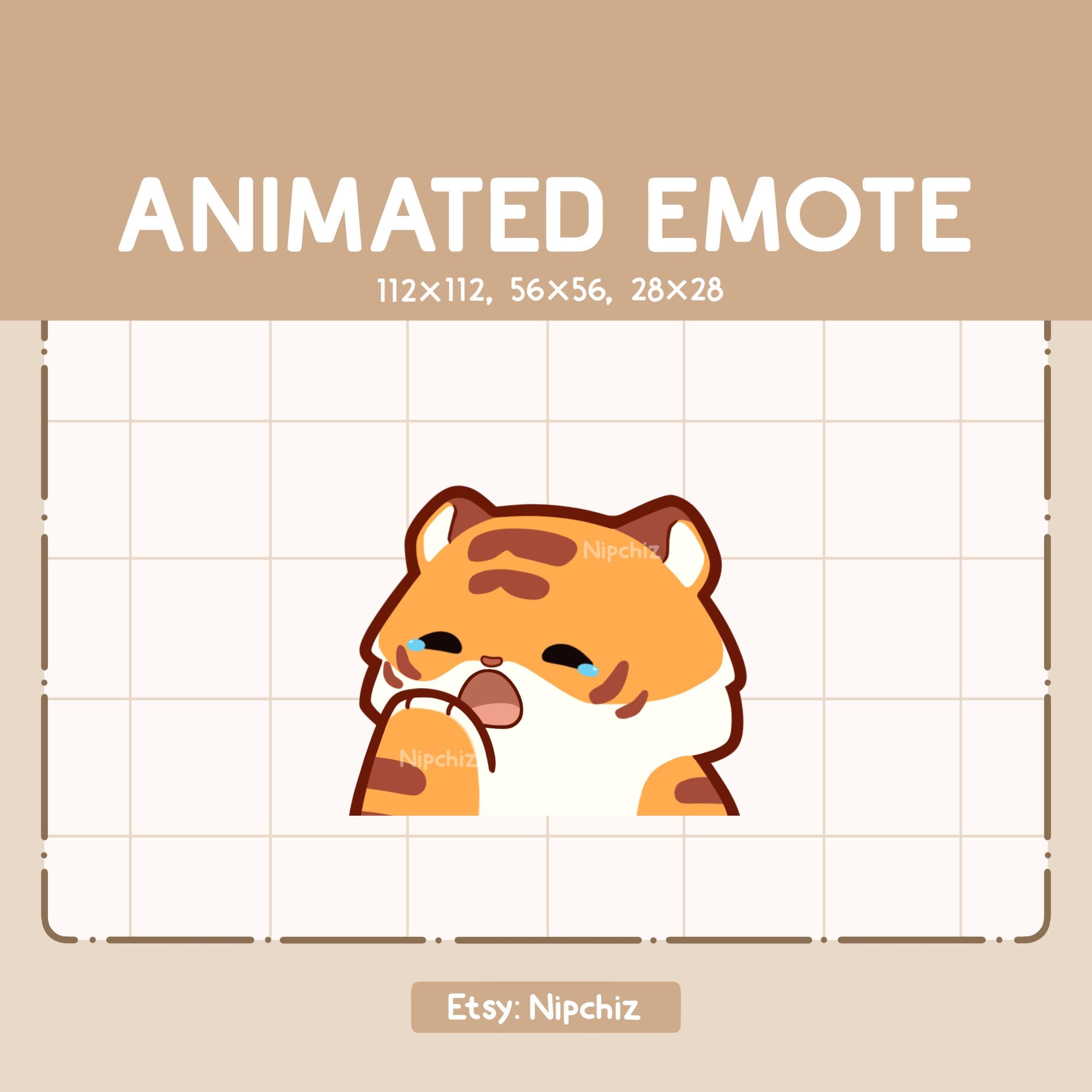 Animated Emote Cute Bored Tiger is Yawning - Funny Cartoon Emote ...