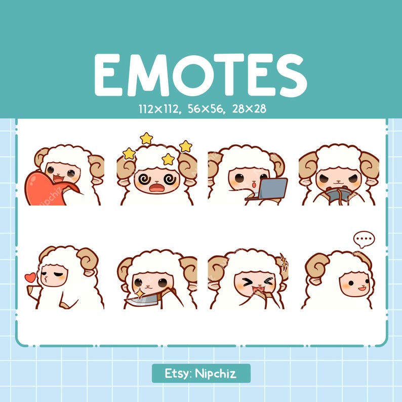 Cute Sheep Emotes 8 Pack / Chibi Baby Sheep Emotes for Streamer ...
