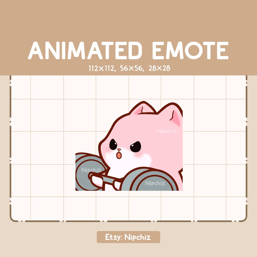 Animated Emote Chibi Pink Cat is Doing Workout / Chibi Funny Emote ...